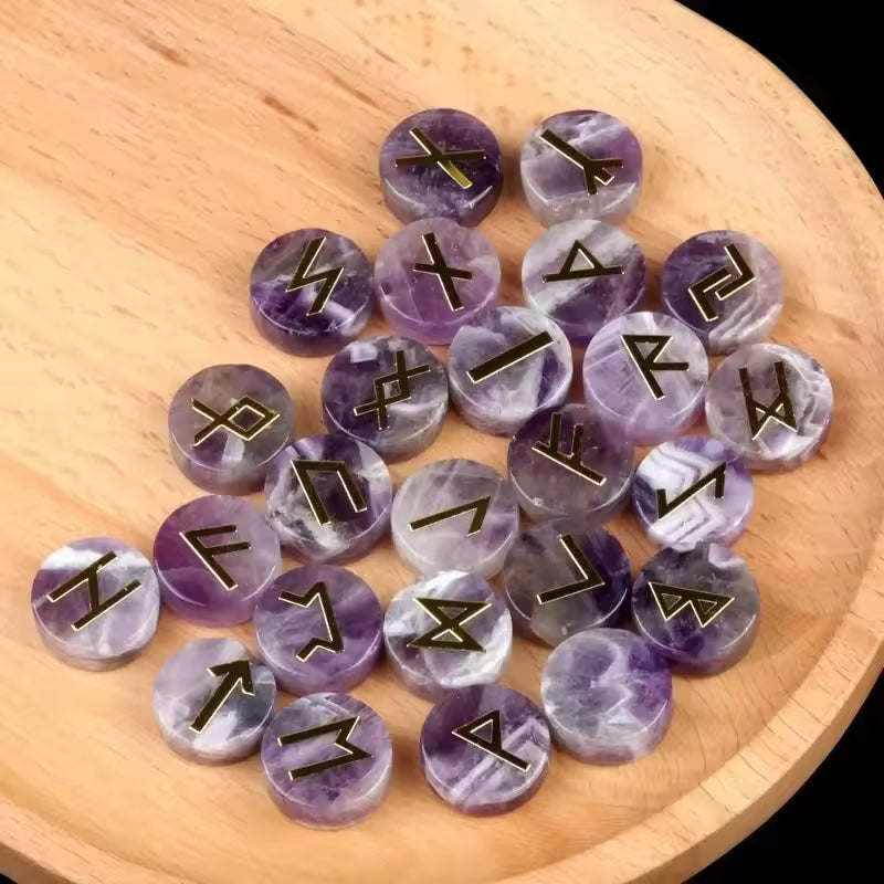 Buy Round Crystal Runes and Stone Viking Runes - 25 pcs – Green Witch ...