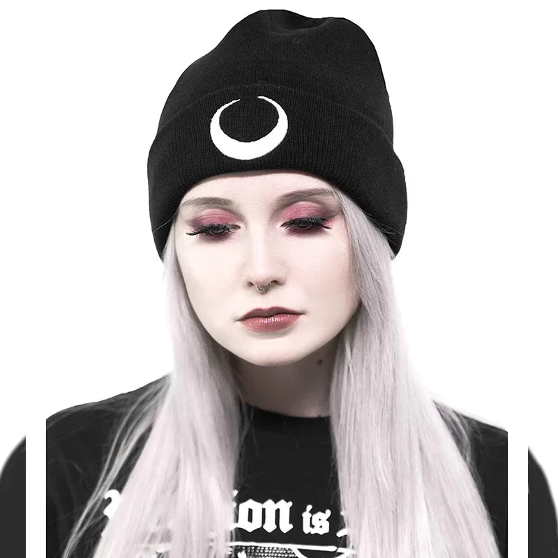 Buy Crescent Moon Beanie, Witch Beanies, & Goth Beanies – Green Witch ...