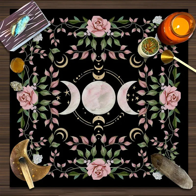 Buy Cottagecore Pink Floral Triple Moon Altar Cloth – Green Witch Creations